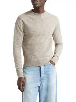 Acne Studios Kalas Core Face Patch Wool & Yak Hair Sweater - Greige Melange