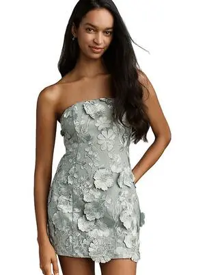 Endless Rose Floral Embroidered Mini Dress - Light Green