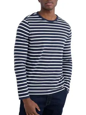 SEASALT CORNWALL Sailor Stripe Long Sleeve T-shirt - Breton Maritime Chalk