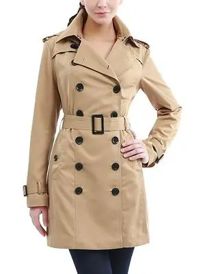 KIMI + KAI Hooded Trench Coat With Belt - Tan