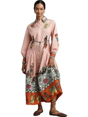 ALEMAIS Printed Cotton Midi Shirt Dress - Neutral Pattern