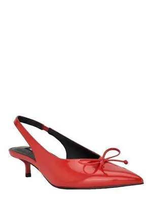 Nine West Evaa Pointed Toe Slingback Kitten Heel Pumps - Medium Red