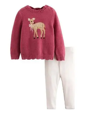 Nordstrom Plush Motif Sweater & Leggings Set - Pink Violet Fawn