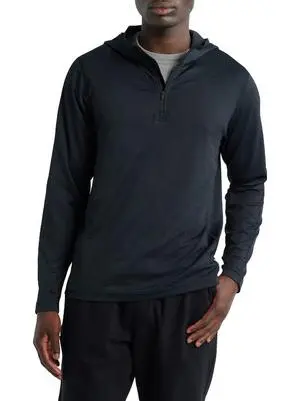 Reigning Champ Solotex® Mesh Tiebreak Quarter Zip Performance Hoodie - Heather Black