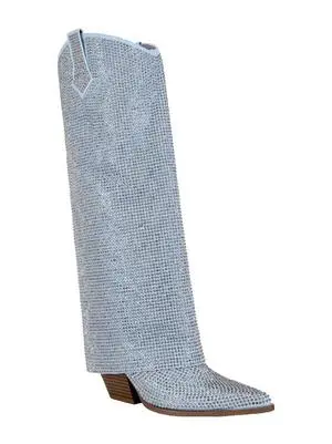 AZALEA WANG Banian Knee High Boots - Denim