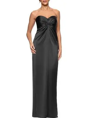 XSCAPE EVENINGS Strapless Satin Evening Gown - Black
