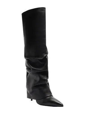 Schutz Mikki Up Cloak Pointed Toe Knee High Boot - Black