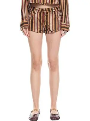 Lioness Sundrenched Stripe Denim Shorts - Vintage Stripe