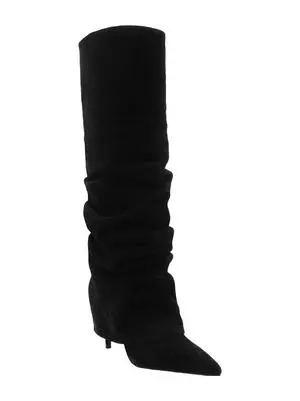Schutz Mikki Up Cloak Pointed Toe Knee High Boots - Black