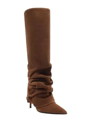 Schutz Mikki Up Cloak Pointed Toe Knee High Boots - Pecan Brown