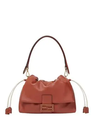 Fendi Mamma Baguette Leather Shoulder Bag - Red