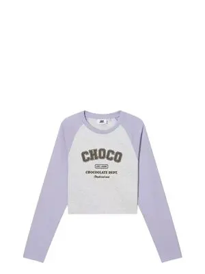 CHOCOOLATE Raglan-sleeve Cropped Sweatshirt - Grey