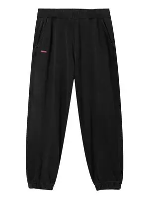 Izzue Elasticated-cuff Cotton Track Pants - Black