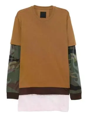 Givenchy Embroidered-logo Layered T-shirt - Brown