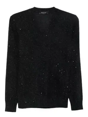 Fabiana Filippi Sequin-embellished V-neck Sweater - Grey