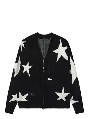 FIVE CM Star-Pattern Zip-Front Cardigan