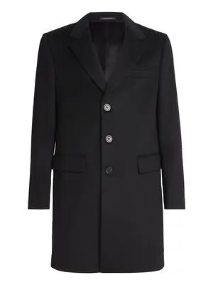 Emporio Armani Beaver Cashmere Overcoat - Black