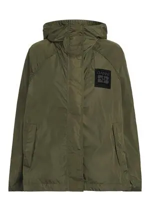 GANNI Lightweight Hooded Nylon Jacket - Green
