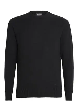 Emporio Armani Slim-Fit Cashmere Crew-Neck Sweater Black