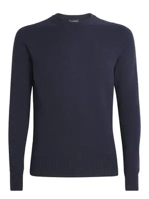 Emporio Armani Slim-fit Cashmere Crew-neck Sweater - Blue