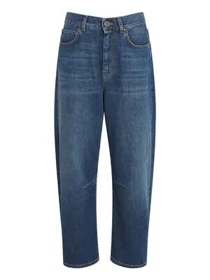 Max Mara Stretch Cotton Barrel Jeans - Blue