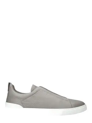 Zegna Leather Triple Stitch Sneakers - Grey