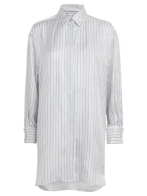 Max Mara Silk Stripe Mini Shirt Dress - White
