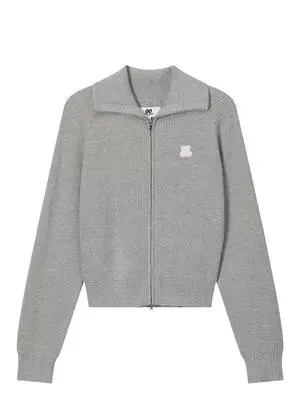 CHOCOOLATE Ribbed Zip-up Cardigan - Grey