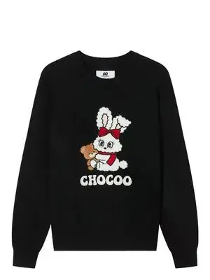CHOCOOLATE Embroidered Crewneck Sweater - Black