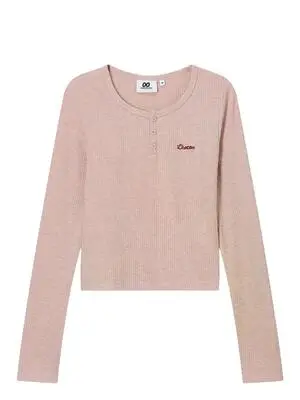 CHOCOOLATE Ribbed Henley T-shirt - Pink