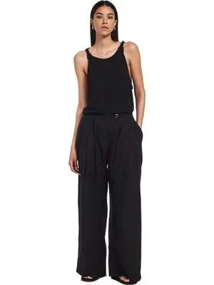 NINETY PERCENT Evie Wide Leg Trousers - Black