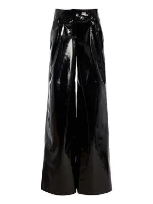 LAQUAN SMITH Patent Leather Wide-leg Trousers - Black