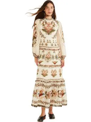 Farm Rio Majestic Hearts Printed Maxi Dress - Majestic Hearts Cream