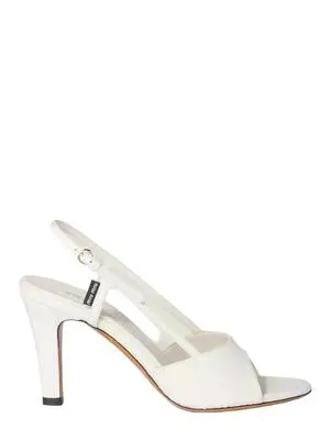 Miu Miu Slingback Leather Sandals - White