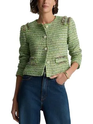 St. John Stripe Tweed Jacket - Jade/light Jade Multi