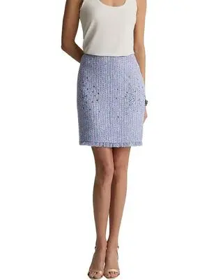St. John Tweed Skirt - Light Violet/blue Lagoon