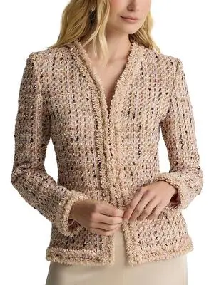 St. John Metallic Tweed Jacket - Powder Rose Acorn Multi