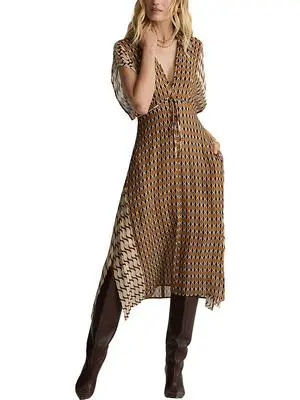 St. John Desert Mosaic Print Dress - Ecru/cinnamon Multi