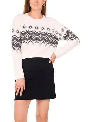 Vince Camuto Fair Isle Raglan Sleeve Sweater - Antique White