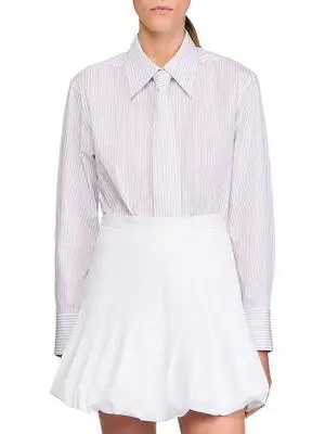 SANDRO Striped Shirt With Detachable Tie