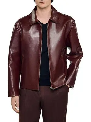 Sandro Leather Jacket - Cognac