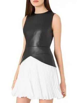 MILLY Haddy Mixed Media Dress - Black/white
