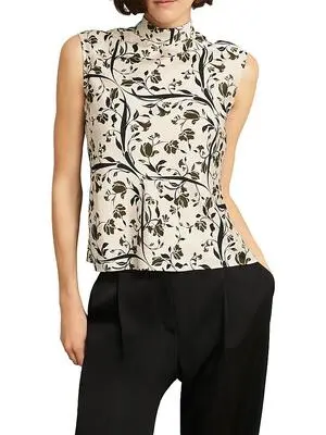 HOBBS LONDON Harptree Floral Print Top - Ivory Oliv
