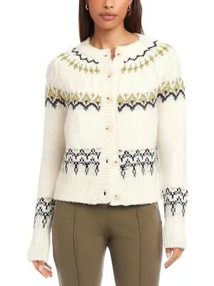 Fifteen Twenty Astrid Fair Isle Cardigan Sweater - Multi