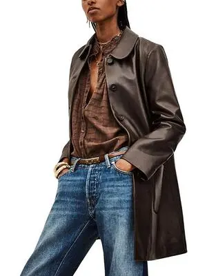 Ba&sh Madie Leather Coat - Brown