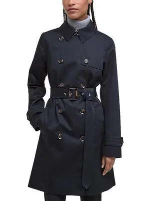 Barbour Showerproof Trench Coat - Dark Navy/hessian Tartan