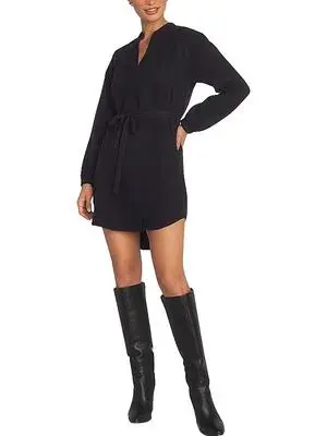 Bella Dahl Long Sleeve Belted Mini Dress - Black
