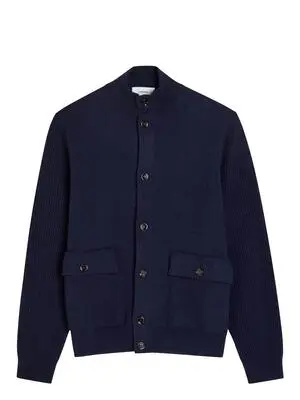LARDINI Wool-blend Cardigan With Button Pockets - Navy