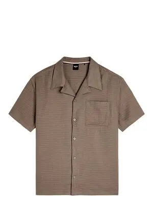 BOSS Logo-embroidered Cotton Shirt - Khaki