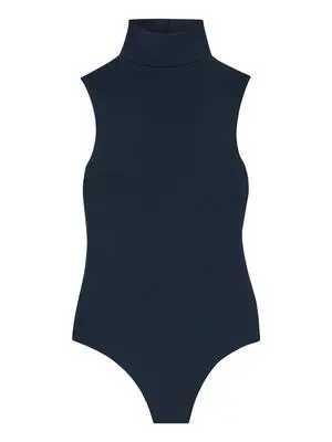 THE PARK Joyce Stretch-tencel Lyocell Turtleneck Thong Bodysuit - Blue